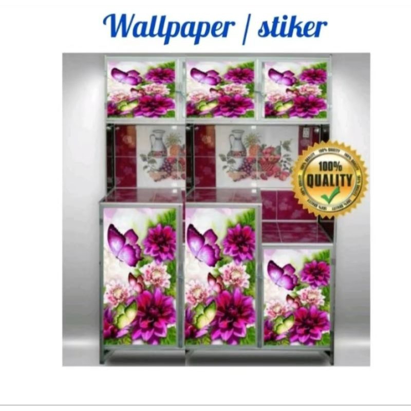 Jual wallpaper stiker rak piring untuk ukuran 6 pintu | Shopee Indonesia