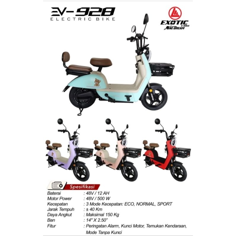Jual Promo Termurah Sepeda Listrik EXOTIC EV-928 & EV-922 New Termurah, Garansi Resmi | Shopee ...