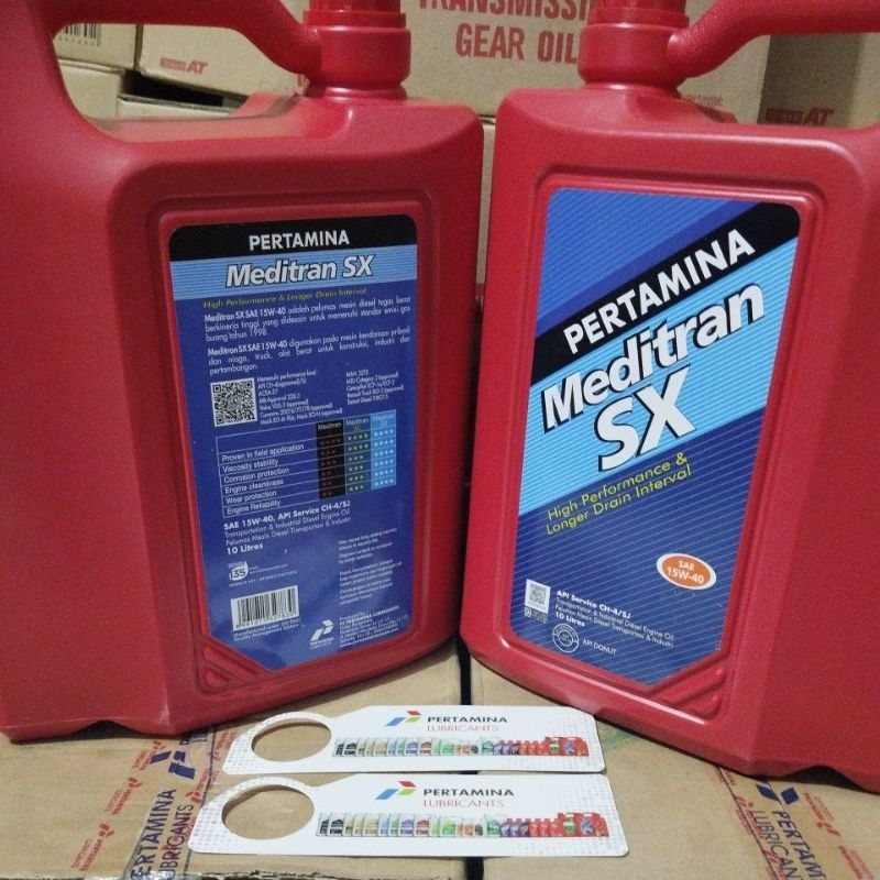 Jual oli mobil meditran sx 10 liter diesel sae 15W-40 isi 2 galon (dus ...