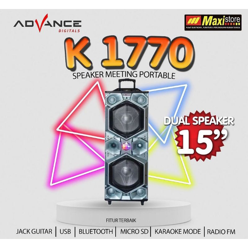 Jual Advance Speaker Dual 15 Inch KK 1770 + 2 Pc Wireless Microphone ...