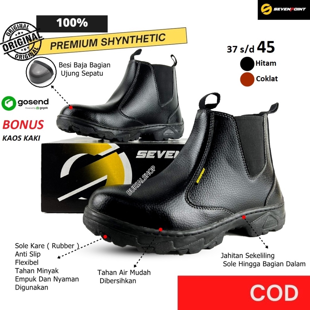 Jual Sepatu Safety Boots Pria Wanita ginal Ujung Besi Baja Sefty Shoes ...