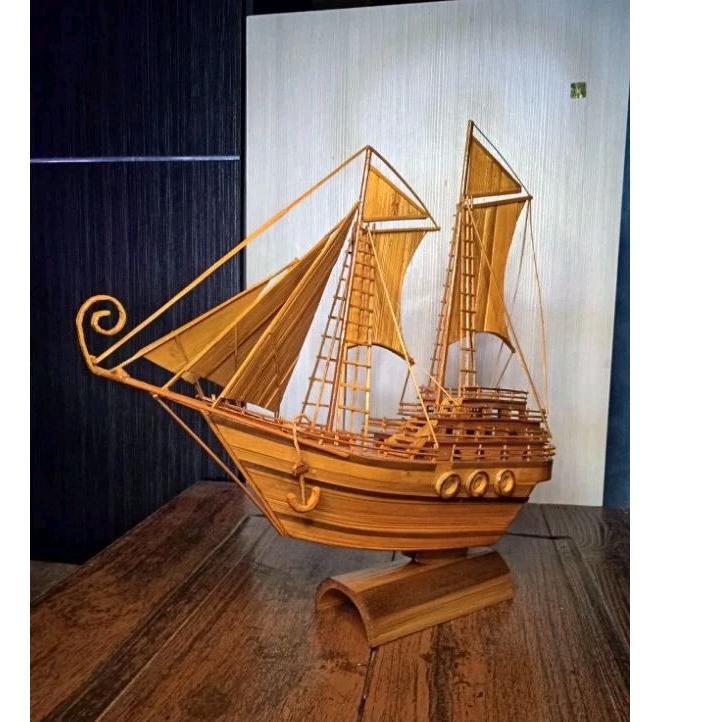 Jual MINIATUR KAPAL/MINIATUR KAPAL PINISI/MINIATUR DARI BAMBU/MINIATUR ...