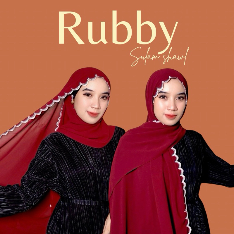Jual (BYING) rubby sulam shawl | Twotone embroidery premium | 200 x 75 ...
