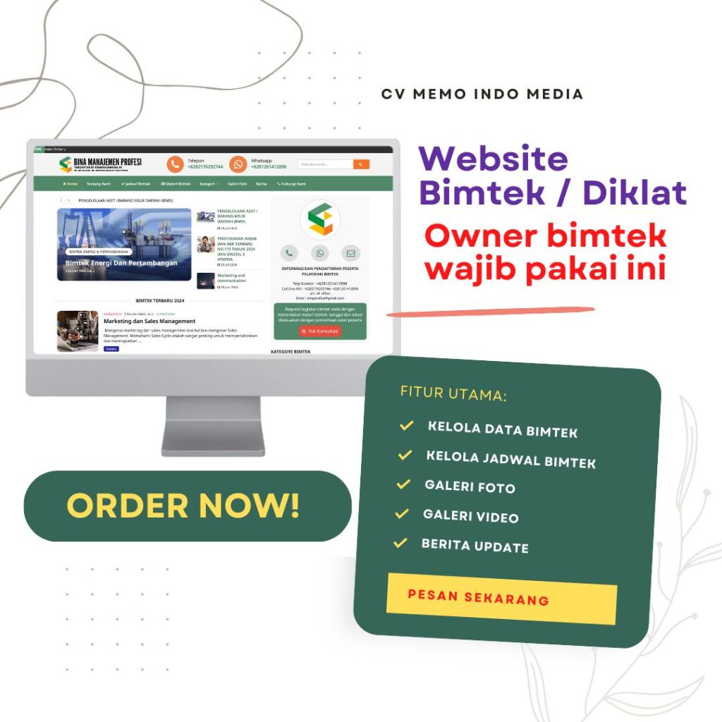 Jual Website Bimbek / Diklat Bimtek Dana Desa Bimtek Kepegawaian Fitur ...
