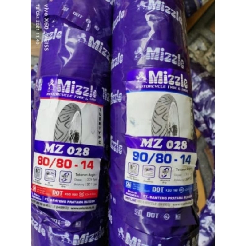 Jual Paket Ban Matic Tubetype / Non Tubeless Mizzle MZ028 80/80-14 & 90 ...