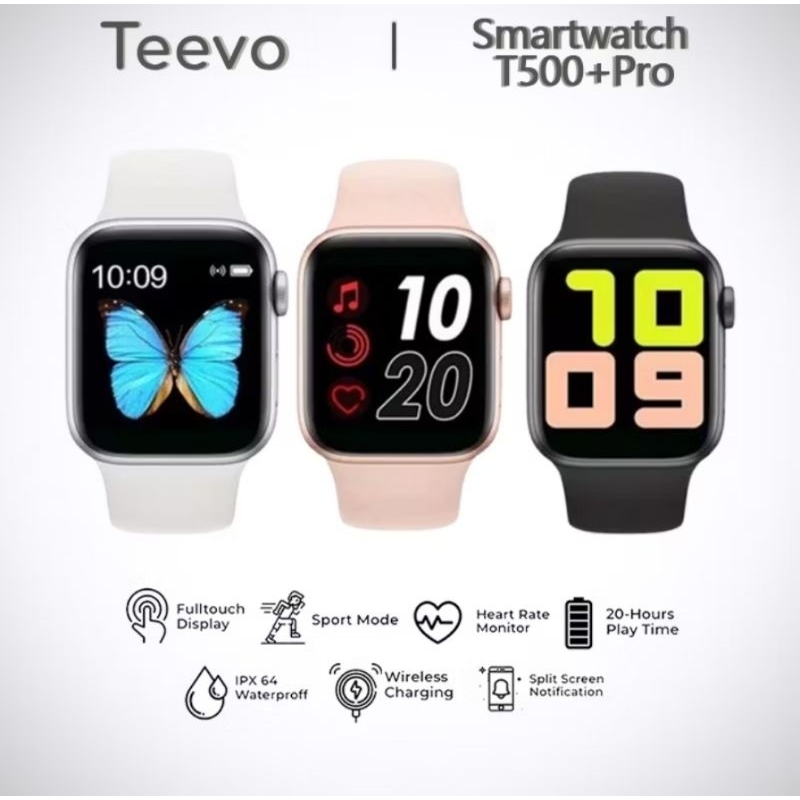 Jual [LARISSS] TEEVO SMARTWATCH T500+PRO FULL SCREEN BLUETOOTH JAM ...