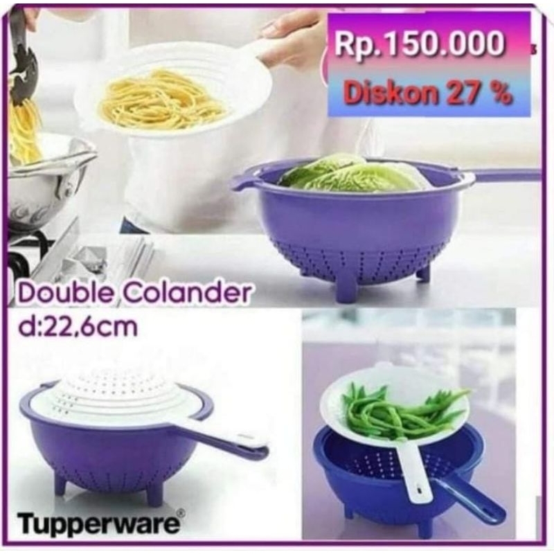Jual Tupperware Double Colander Saringan Ungu | Shopee Indonesia