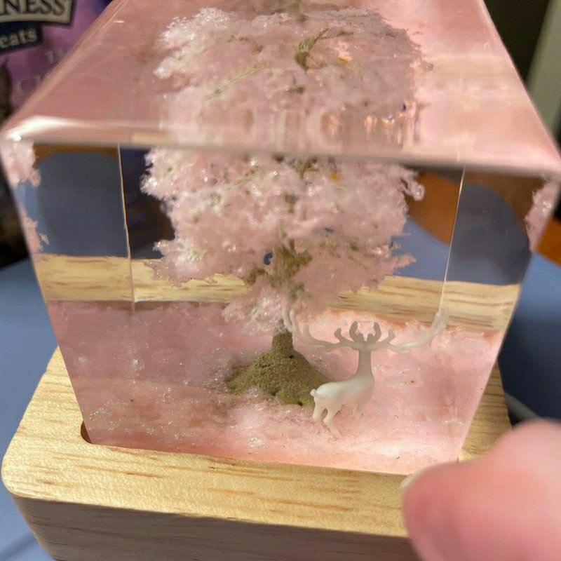 Jual Lampu Malam Tema Pohon Sakura, Seni Lampu Kayu Epoxy yang ...