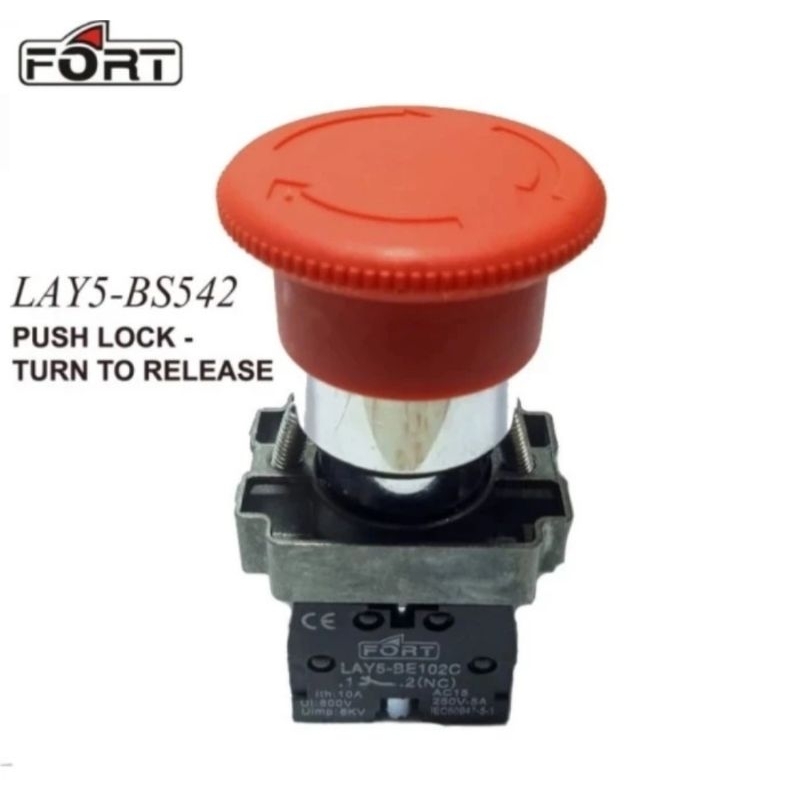 Jual Emergency Stop Switch LAY5-BS542 Fort Push Button 22mm LAY5 BS542 | Shopee Indonesia