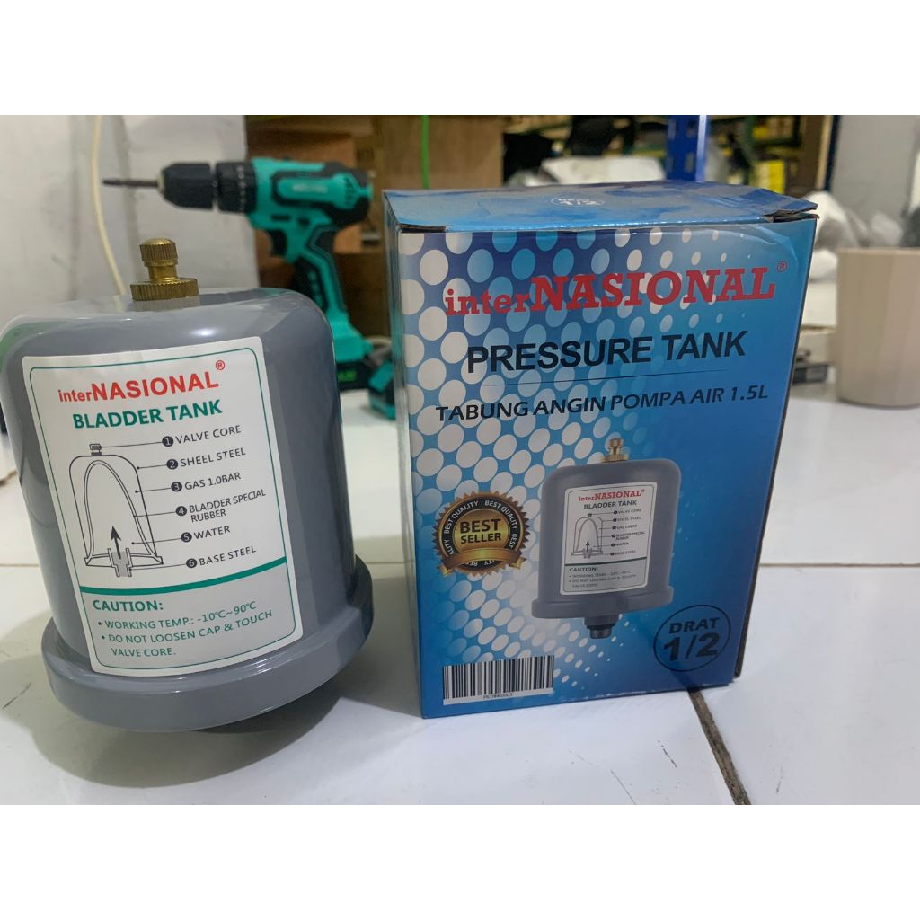 Jual PTB Tabung Angin Pompa Air 1.5 LITER InterNasional Drat 1/2" dan 3/8 Pressure Tank Tangki ...
