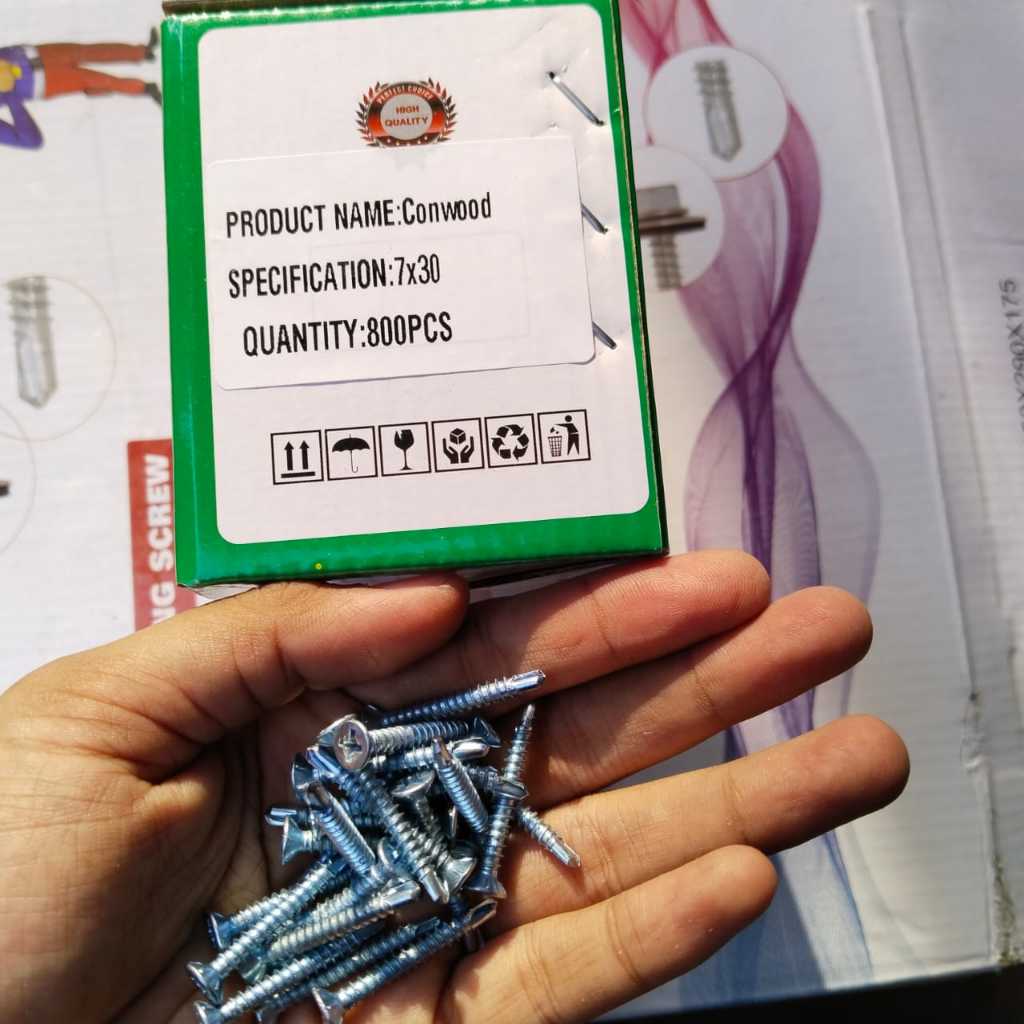 Jual 800pcs Sekrup Conwood 7 x 30 merk Lumba-Lumba / baut drilling ...
