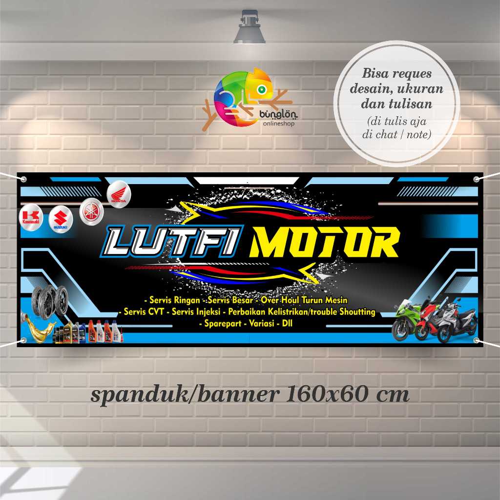 Jual Cetak Spanduk Banner Bengkel Motor Hitam Biru | Shopee Indonesia