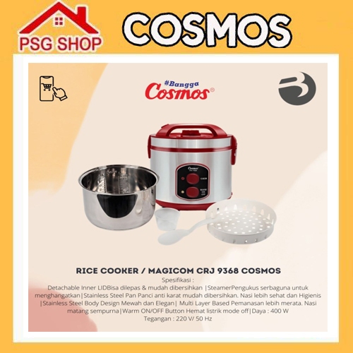 Jual Rice Cooker Stainless Steel Cosmos CRJ-9368 Kapasitas 2 liter ...