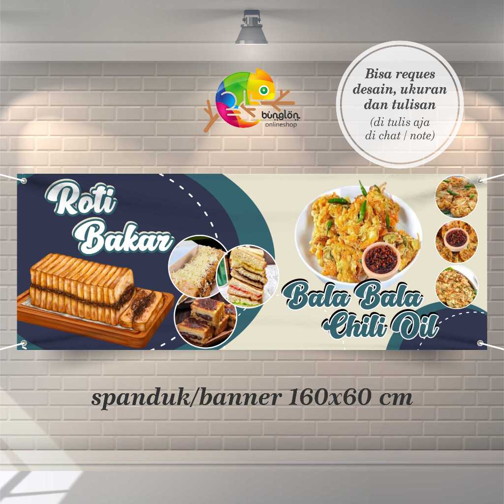 Jual Cetak Spanduk Banner Roti Bakar Dan Bala Bala Chili Oil | Shopee ...