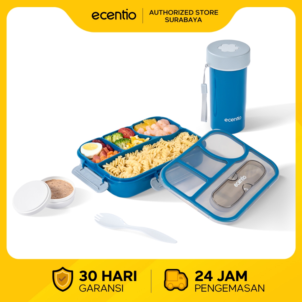 Jual 【ecentio Surabaya】Ecentio Kotak Bekal tempat makan Set 1100ml ...