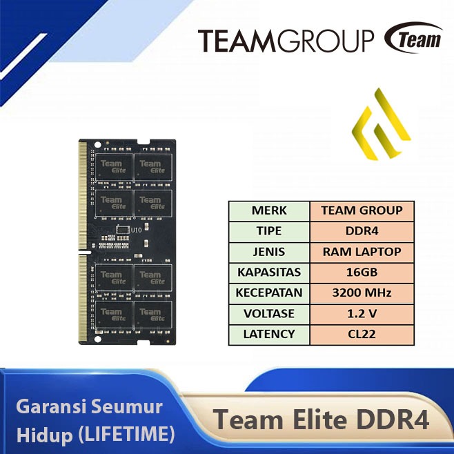 Jual TEAM Elite DDR4 16GB 3200 MHz - Sodimm Memory RAM Laptop NoteBook | Shopee Indonesia