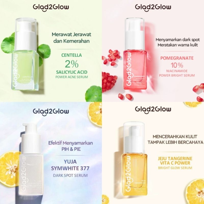 Jual G2g Glad2glow Serum Pomegranate Vitamin C Centella Yuja 377 Dark ...