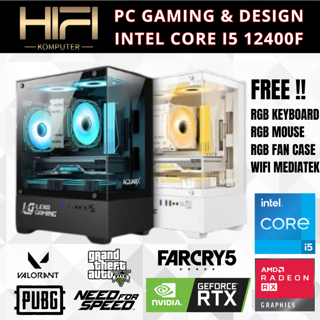 Jual PC Gaming Fullset i5 12400F RTX 4060 8GB RTX 3060 12GB Editing ...