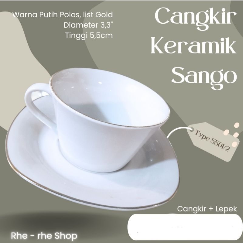 Jual Cangkir + Lepek Sango warna putih isi 12 pcs/set | Shopee Indonesia