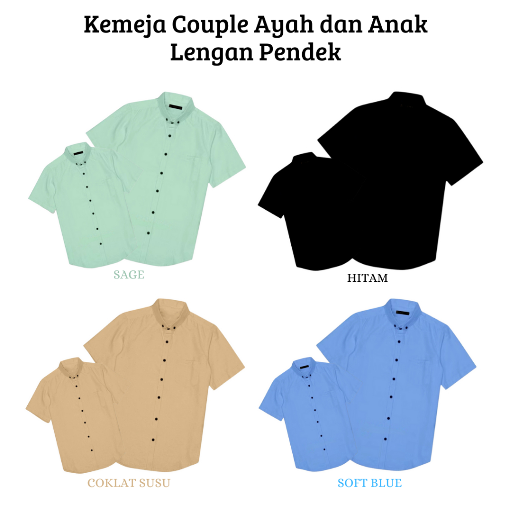 Jual Kemeja Couple Ayah Anak Lengan Pendek ( HARGA SATUAN ) | Shopee ...