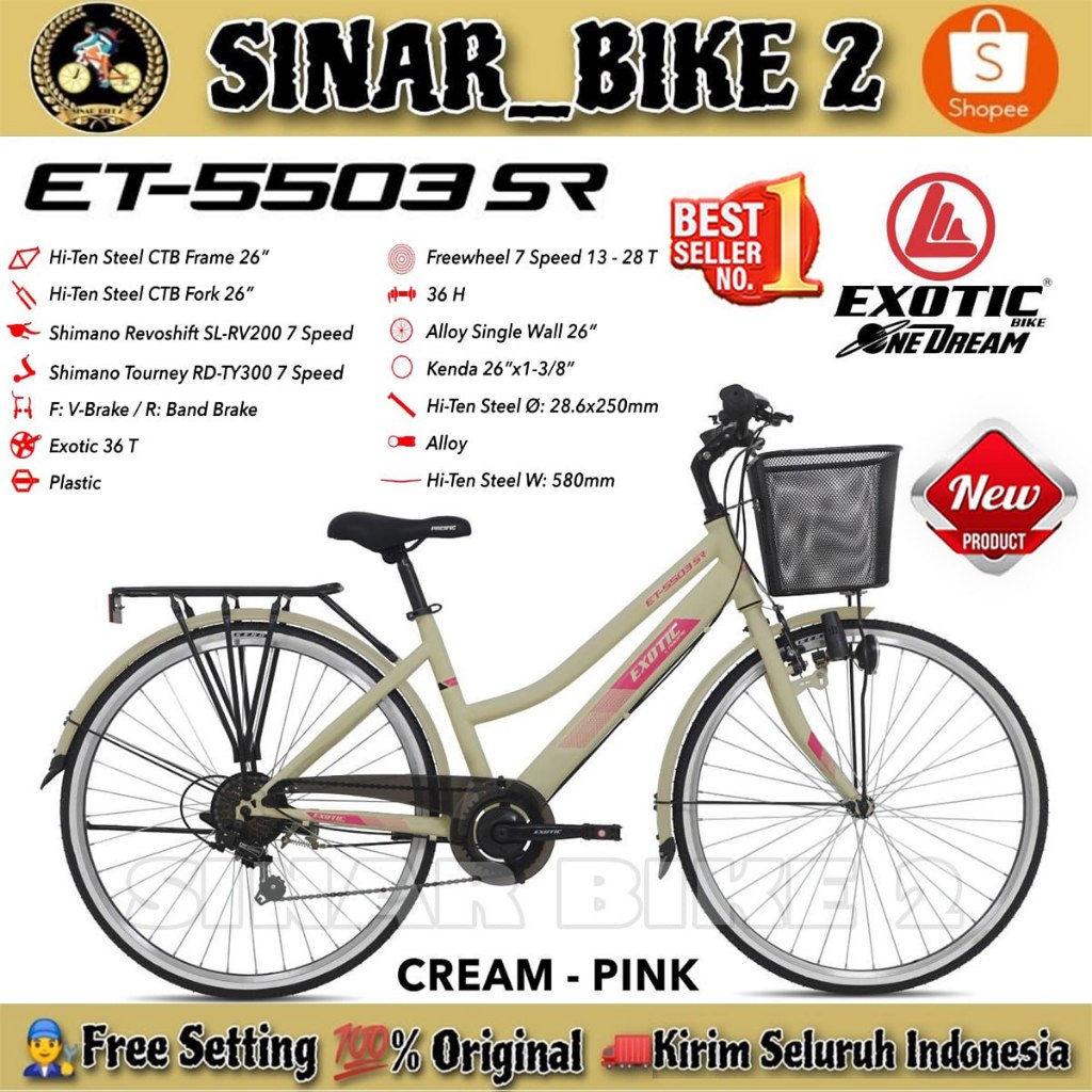Jual Sepeda Keranjang EXOTIC 5503 SR 26 Inch 7 Speed Dewasa Perempuan ...