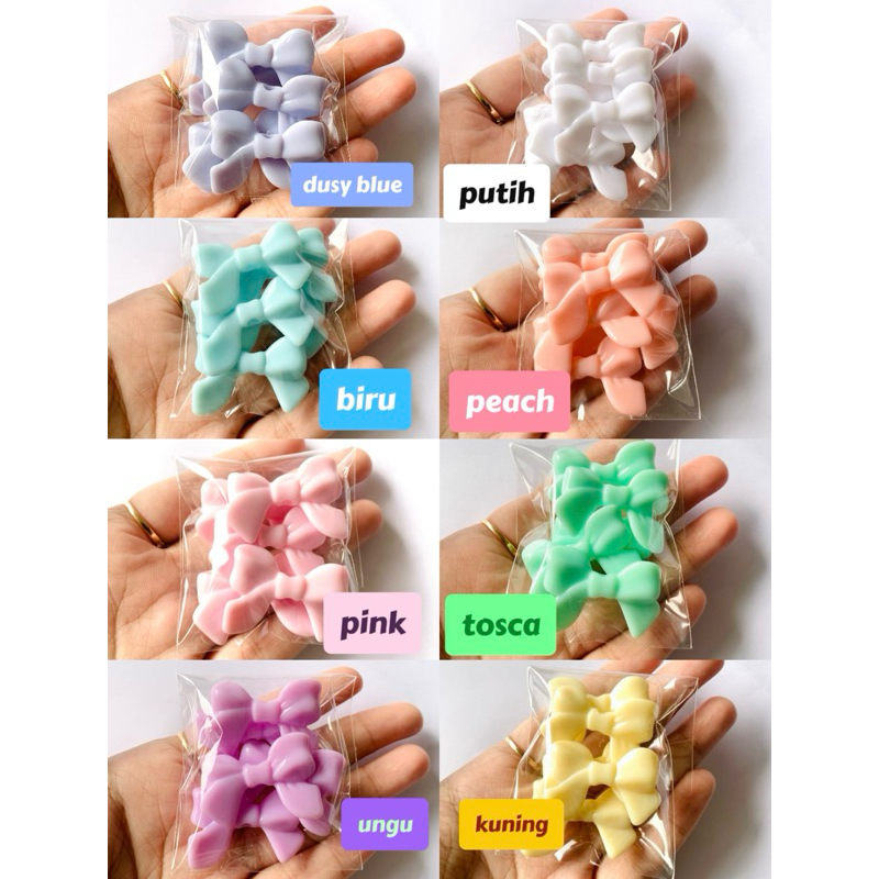 Jual (isi 5) ukuran 3cm mote akrilik model pita ikat warna macaroon ...