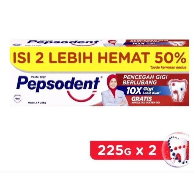 Jual Pepsodent Merah 225g isi 2 kemasan double beli 1 gratis 1 Pencegah ...