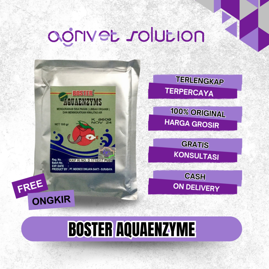 Jual Probiotik Boster AQUAENZYM 100gr Bakteri baik dan Enzim untuk Bioflok Ikan Udang dll ...