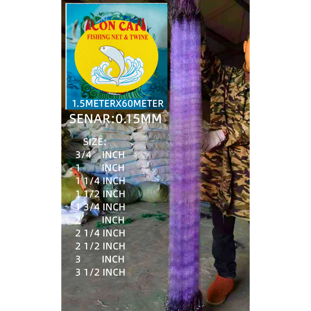 Jual Jaring Ikan ungu siap pakai panjang 60 meter atau15 meter tinggi ...