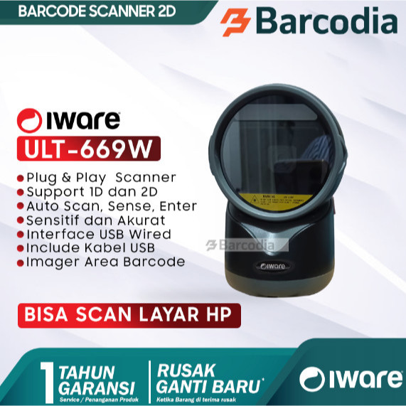 Jual Scanner Omni Directional 2D ULT 669 Laser Barcode Scanner Duduk ...