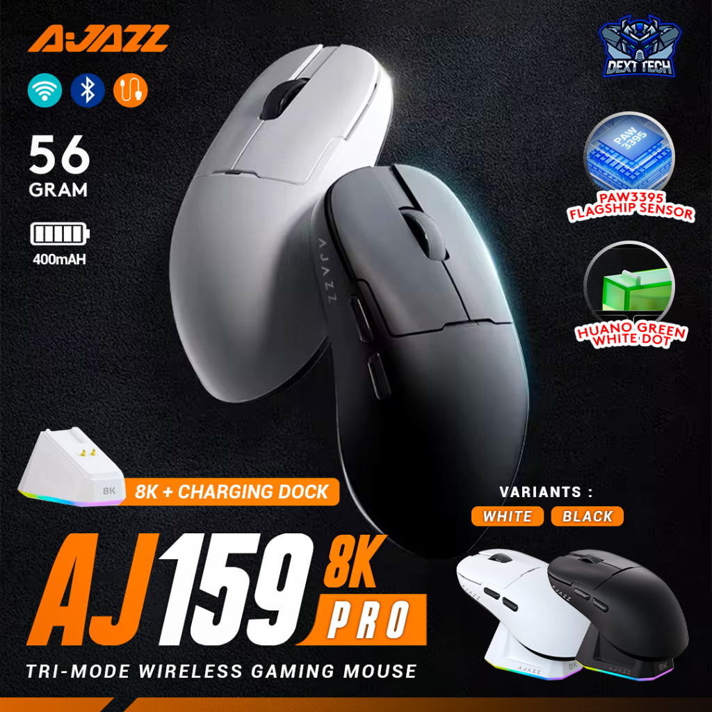 Jual Ajazz AJ159 PRO 8K Wireless Gaming Mouse Three Mode PAW3395 up to 26000 DPI Magnetic ...