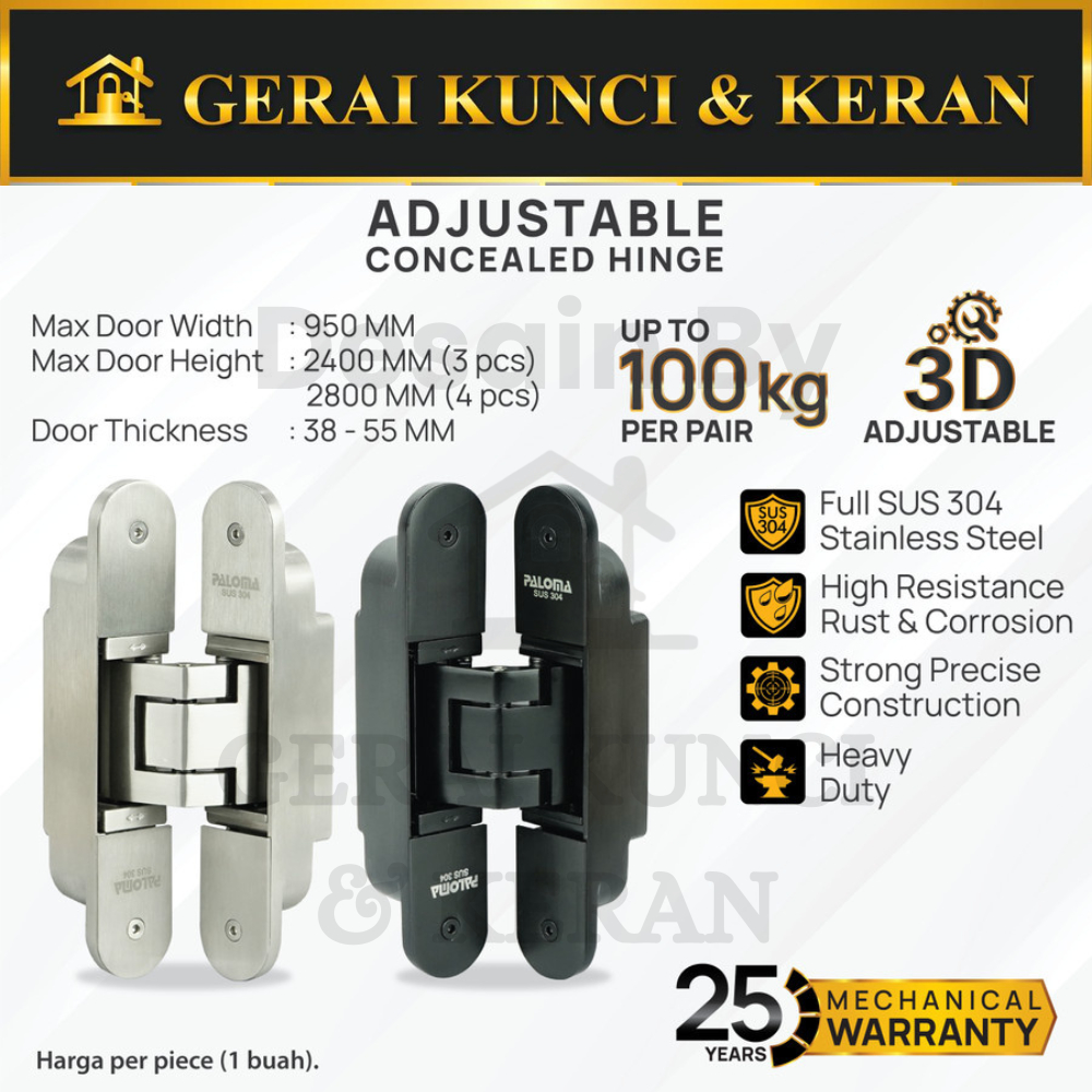 Jual PALOMA IHP 321 322 P100N Engsel Tanam Pintu Invisible Concealed ...