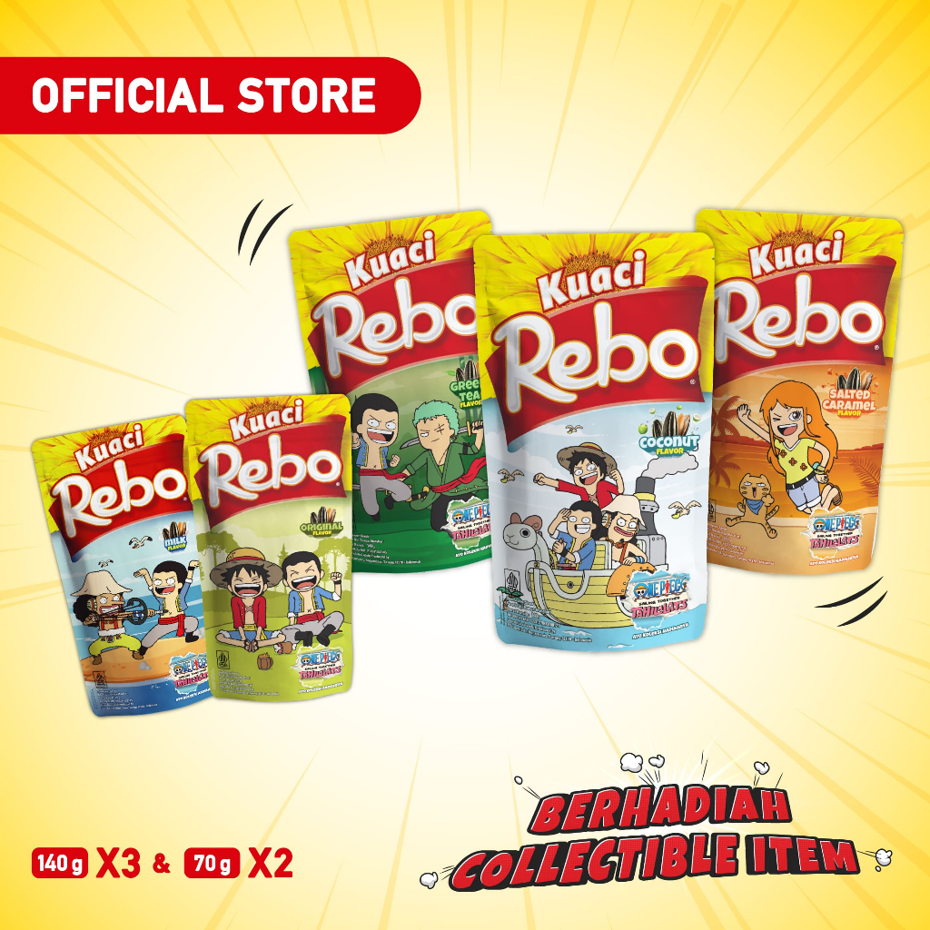 Jual Rebo Kuaci x One Piece Bundling 5 PCS - Rasa Green Tea, Caramel ...