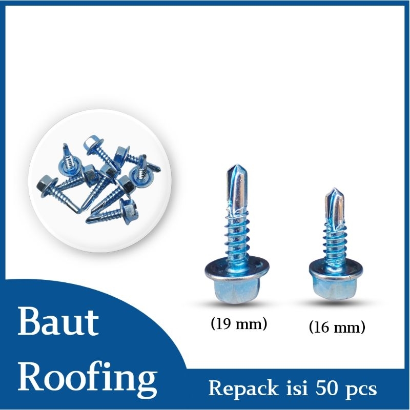 Jual Baut roofing skrup roofing putih baja ringan Ukuran 16 dan 19 isi ...