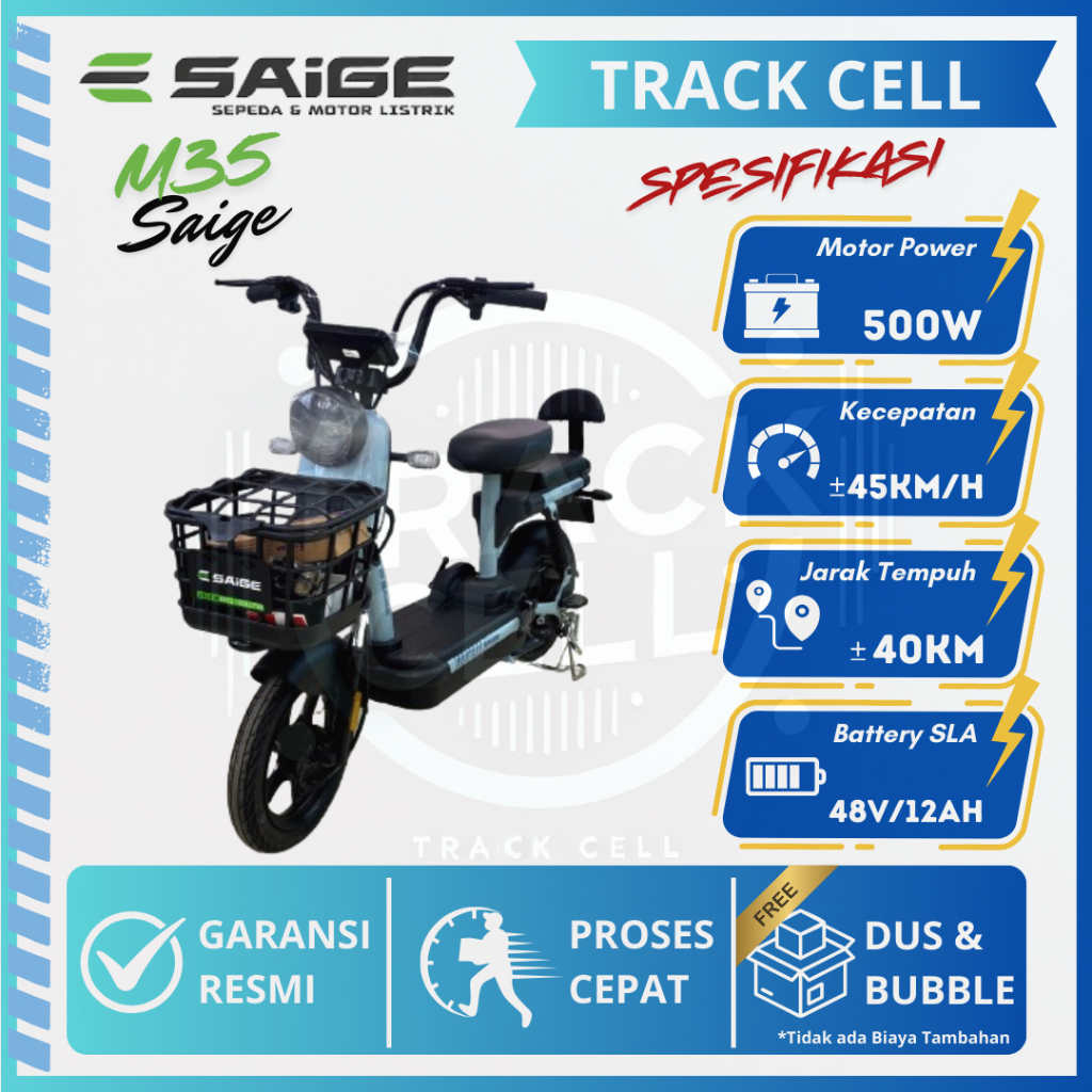Jual Sepeda Listrik SAIGE M35 Motor Power 500W 48v/12Ah Garansi Resmi ...