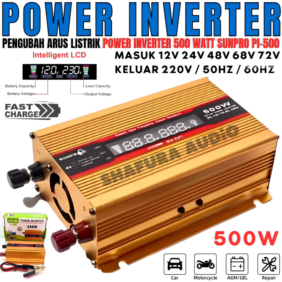 Jual Power Inverter 500w Sunpro Pi 500 Power | Inverter Dc 12v To Ac ...