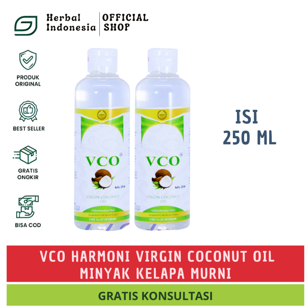 Jual VCO Harmoni Virgin Coconut Oil 250 ml| Minyak Kelapa Murni | Shopee Indonesia