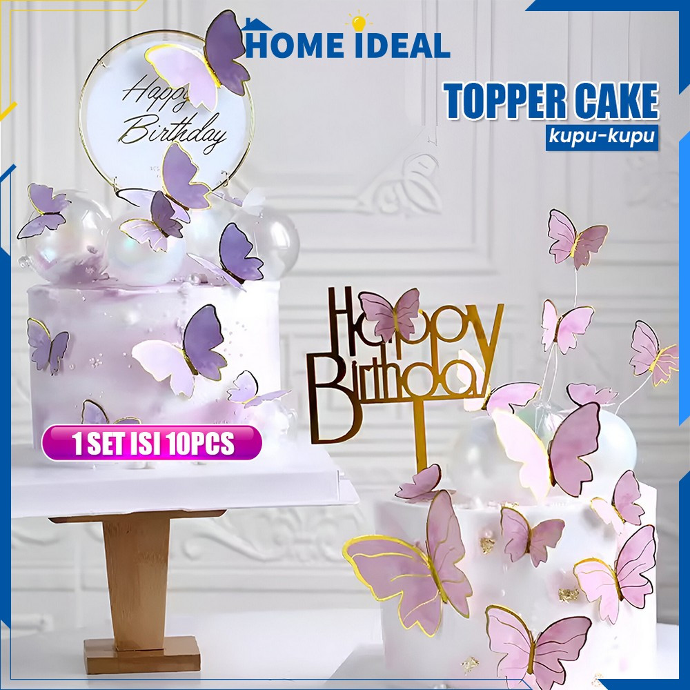 Jual Set Topper Cake Bucket Butterfly Isi 10Pcs Hiasan Kue Ultah ...