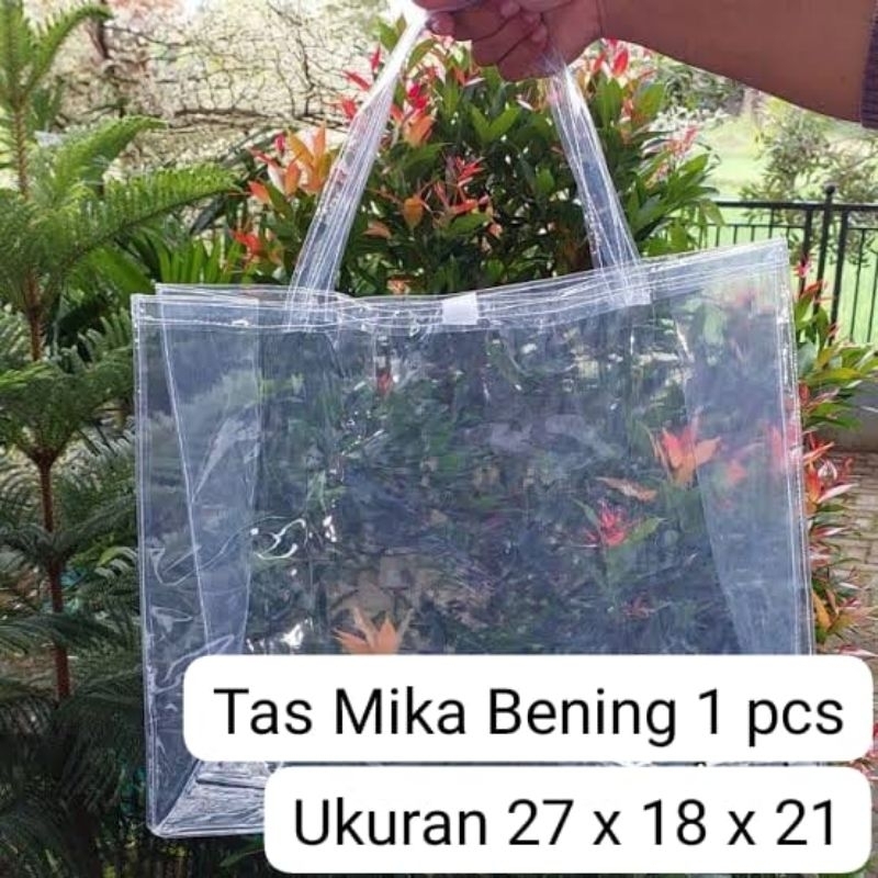 Jual tas mika bening ukuran 27 x 18 x 21 cm tebal 025 / tas mika ...