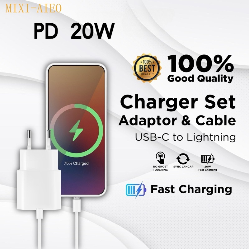 Jual CHARGER 20W FAST CHARGING USB C 20W (1 Paket Power Adapter + Kabel ...