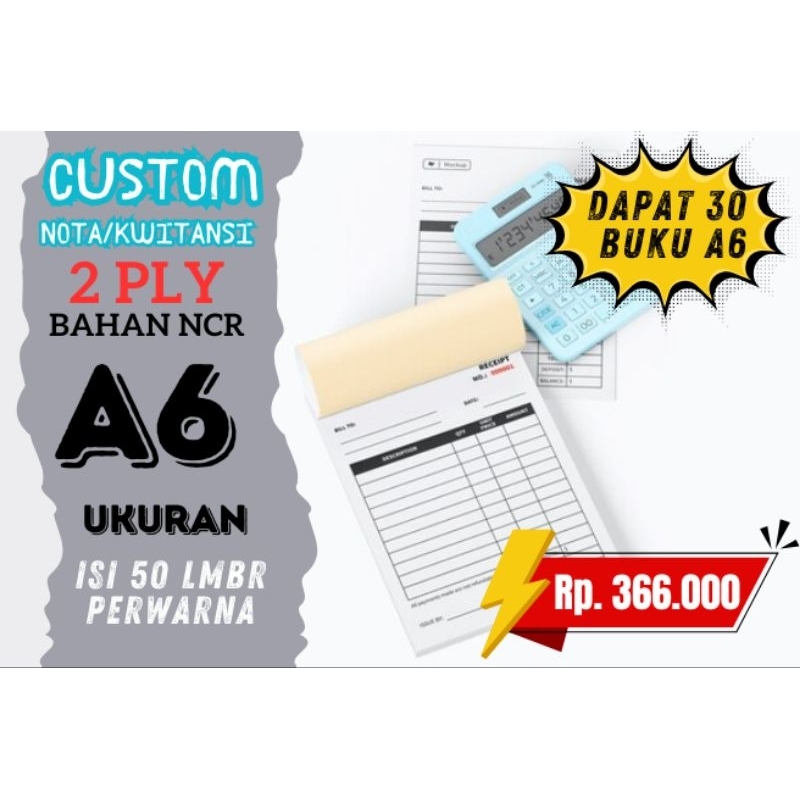 Jual PAKET NOTA CUSTOM UK A6 2 PLY. | dapat 30 buku | Shopee Indonesia
