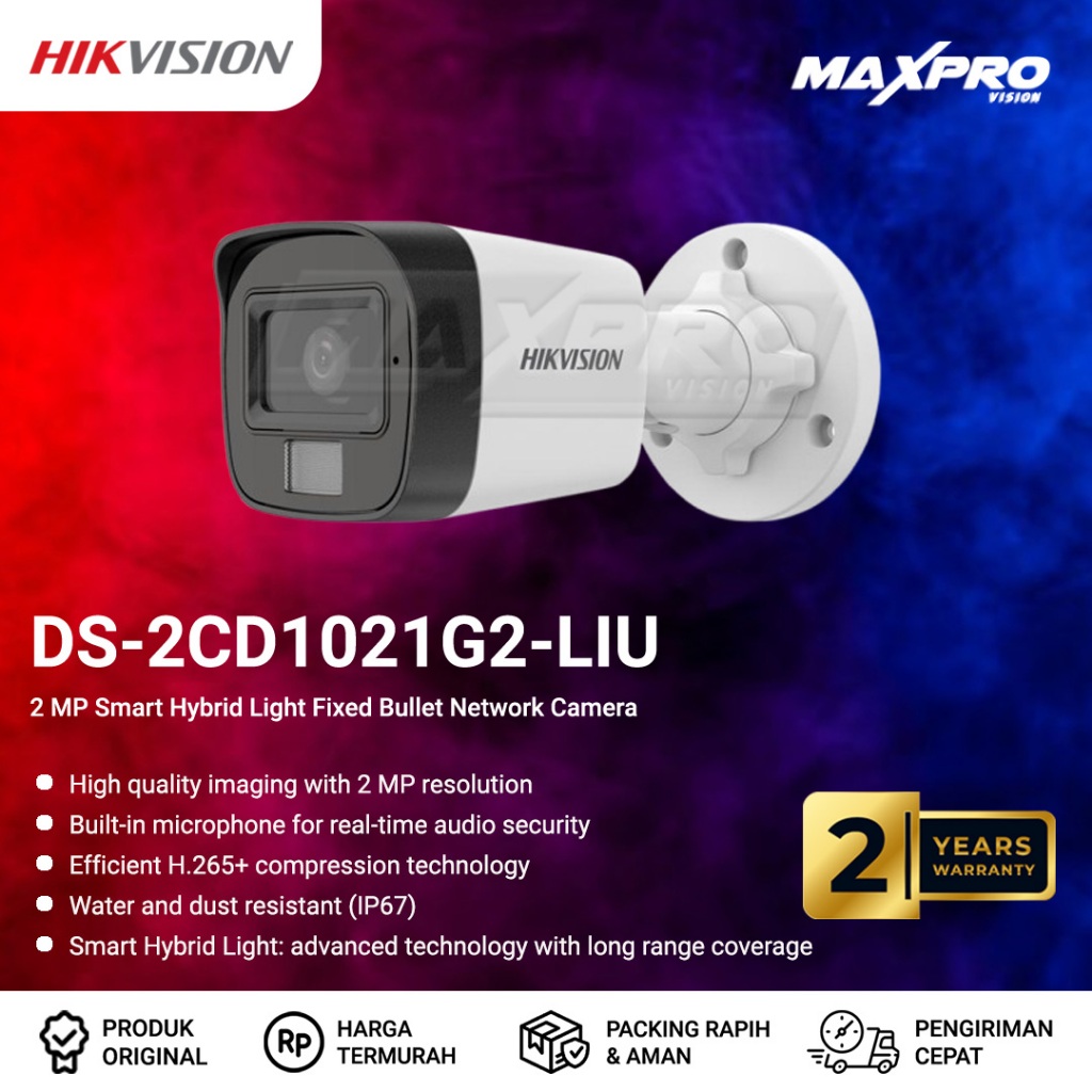 Jual DS-2CD1021G2-LIU - HIKVISION IP 2MP SMART HYBRID LIGHT AUDIO BULLET CAMERA | Shopee Indonesia