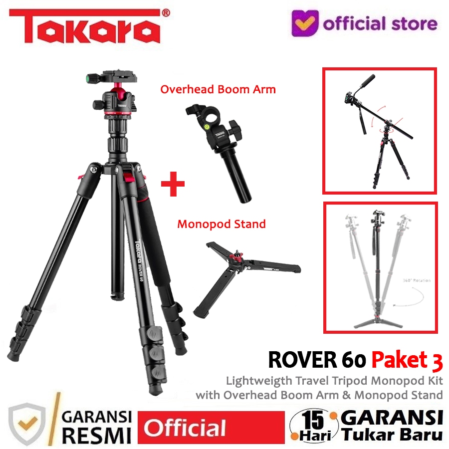 Jual Takara ROVER 60 Compact 2 in 1 Traveller Tripod Monopod Kit ...