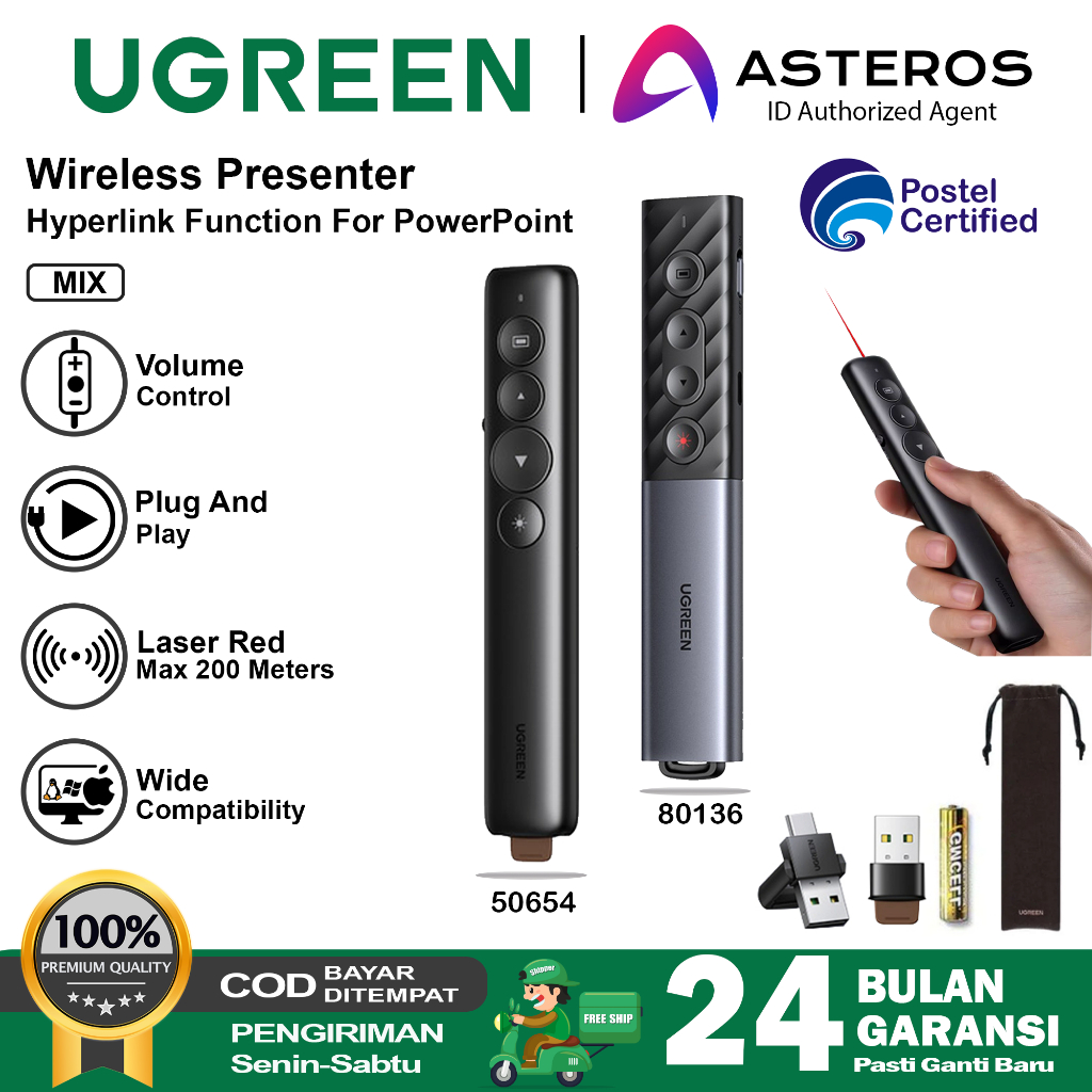 Jual UGREEN Laser Pointer Remote Control Presenter Wireless 2.4ghz For Mac, Windows, Linux ...
