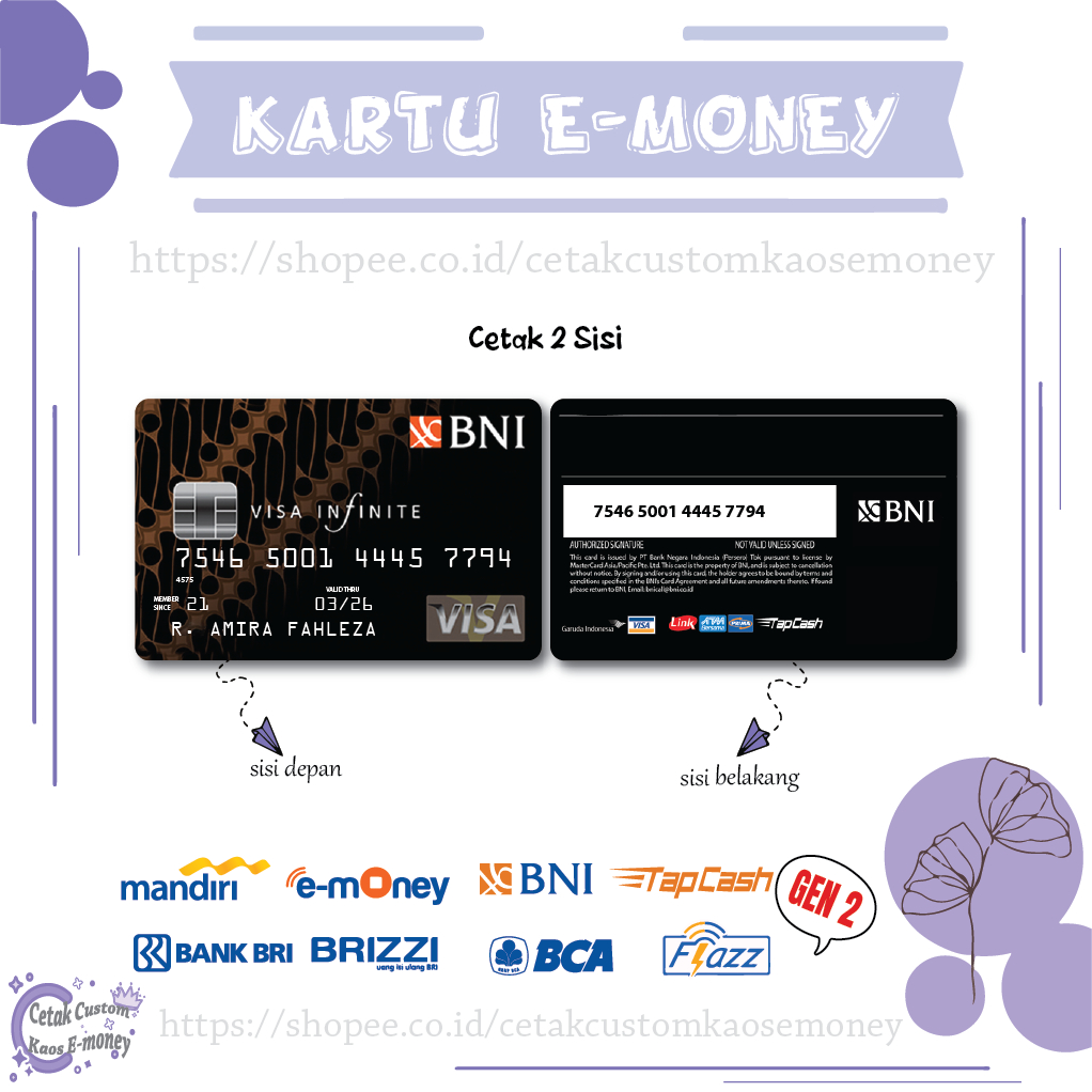 Jual KARTU E MONEY E TOLL CARD BNI INFINITE VISA BATIK CARD EMONEY ...