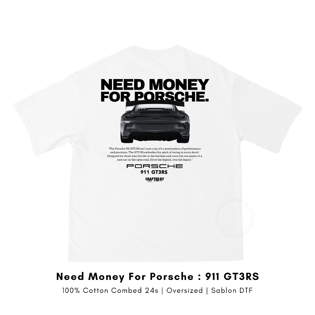 Jual Cozy Oversized Need Money For Porsche 911 GT3RS Tshirt - Kaos DTF ...