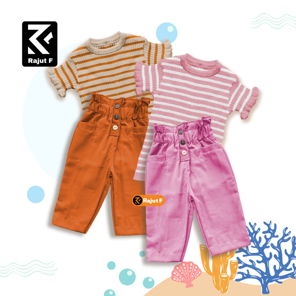 Jual DISKON LIVE - SETELAN Atasan Rajut HARUKA STRIPE CURLY PANTS ...