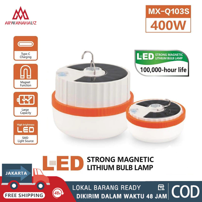 Jual Lampu Emergency Tenda Gantung Panel Surya Maxpower 400w Lampu Camping MX-Q103S Super Terang ...