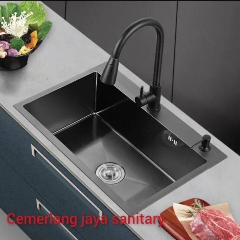 Jual Kitchen Sink Stainless HITAM 8050 Paket Lengkap Sink 1 lubang ...