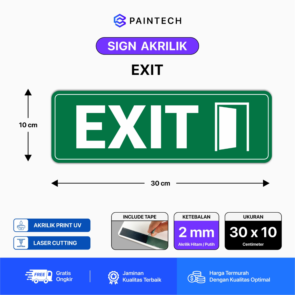Jual Signage Akrilik EXIT Akrilik Sign Penanda EXIT Pintu Keluar Ukuran ...